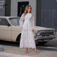 China Embroidered Long Sleeve Lace Maxi Dress Plain Pattern For Wedding for sale
