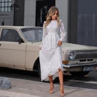 China Embroidered Long Sleeve Lace Maxi Dress Plain Pattern For Wedding for sale