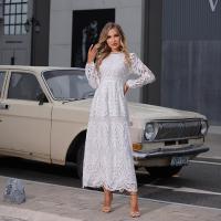 China Embroidered Long Sleeve Lace Maxi Dress Plain Pattern For Wedding for sale