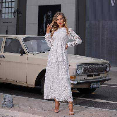 China Embroidered Long Sleeve Lace Maxi Dress Plain Pattern For Wedding for sale