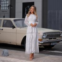 China Embroidered Long Sleeve Lace Maxi Dress Plain Pattern For Wedding for sale