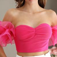 China Ruched Corset Personalised Ladies Tops Cropped Style With Puff Sleeve for sale