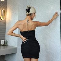 China Curves Alluring Tube Ruched Mesh Mini Dress Sexy And Sophisticated Anti Wrinkle for sale