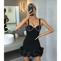 China Sexy Ruffle Hem Square Neck Sleeveless Party Mini Dress Bodycon RuffleHem Love Neck for sale