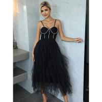 China Black Strapless Layered Tulle Sexy Party Dress Unleash Inner Glamour With Solid Spaghetti Straps Dress for sale