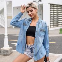 China Understated Leather Women'S Bluegrass Studded Denim Western Jacket Remy Denim Shirt for sale