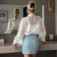 China Timeless Charm Embrace Captivating Style With Our Enchanting Blouse High Waisted Lace Tops With Stand Collar For Women for sale