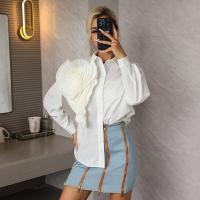 China Ladies Lace Tops Elastic Sheer Free Comfort Style True To Size Blouse for sale