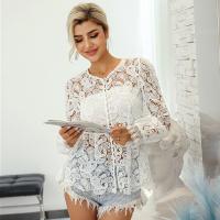 China Crystal Embellished Heart Cut Out Shirt Blouse Chic Black High Waisted Lace Tops With Stand Collar For Women for sale