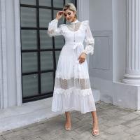 China Embroidered Long Sleeve Lace Maxi Dress Plain Pattern For Wedding for sale
