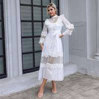 China Embroidered Long Sleeve Lace Maxi Dress Plain Pattern For Wedding for sale