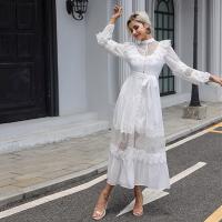 China Embroidered Long Sleeve Lace Maxi Dress Plain Pattern For Wedding for sale