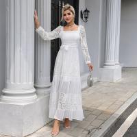 China Embroidered Long Sleeve Lace Maxi Dress Plain Pattern For Wedding for sale