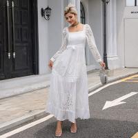 China Embroidered Long Sleeve Lace Maxi Dress Plain Pattern For Wedding for sale