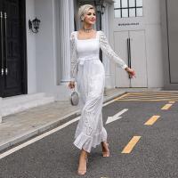 China Embroidered Long Sleeve Lace Maxi Dress Plain Pattern For Wedding for sale