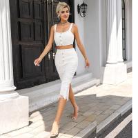 China Zipper Back Two Piece Lace Dresses No Sleeve Lace Skirt And Top Set for sale