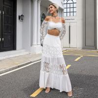 China Balloon Sleeves Ladies Lace Dresses Lace Trim Midi Dress OEM Service for sale