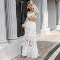 China Balloon Sleeves Ladies Lace Dresses Lace Trim Midi Dress OEM Service for sale