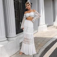 China Balloon Sleeves Ladies Lace Dresses Lace Trim Midi Dress OEM Service for sale