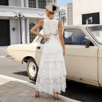 China Embroidered Long Sleeve Lace Maxi Dress Plain Pattern For Wedding for sale