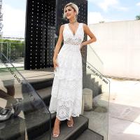 China Embroidered Long Sleeve Lace Maxi Dress Plain Pattern For Wedding for sale