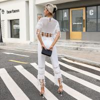 China High Tide Linen Nautical Crop Top High Tide Nautical Cropped Crocheted Linen Top for sale