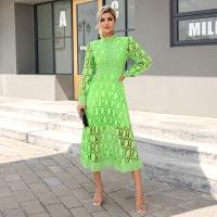 China Crochet Cardigan Tie Front Kimono Cover Up Long Sleeve Sheer Boho Gypsy Circle Crochet Lace Trim Maxi Green Midi Dress for sale