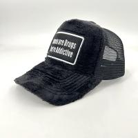 China Embroidered Mesh Fluffy Velvet 5 Panel Trucker Hat Custom Snapback Cap for sale