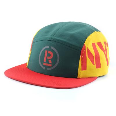 China Oem Running 5 Panel Camp Caps Lightweight Custom Embroidery Logo All Over Printing for sale