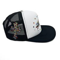 China Two Tone Foam Mesh Trucker Caps Fashion Rhinestones Custom Metal Button Snapback for sale