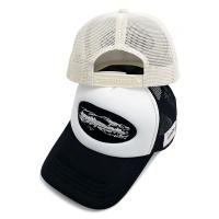 China Different Tone Big Custom Embroidery Trucker Hats Snap Mesh Foam Back Woven Patch Side 5 Panel for sale