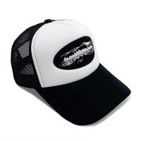China Different Tone Big Custom Embroidery Trucker Hats Snap Mesh Foam Back Woven Patch Side 5 Panel for sale