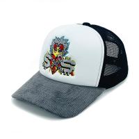 China Embroidery Foam Mesh Corduroy 5 Panel Trucker Cap Streetwear Snapback With Brim for sale
