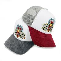 China Embroidery Foam Mesh Corduroy 5 Panel Trucker Cap Streetwear Snapback With Brim for sale