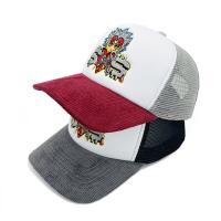 China Embroidery Foam Mesh Corduroy 5 Panel Trucker Cap Streetwear Snapback With Brim for sale