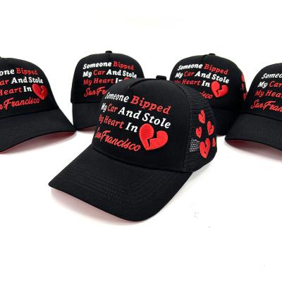 China Cotton Mesh 5 Panel Trucker Cap Embroidered Baseball Custom Snapback Cap for sale