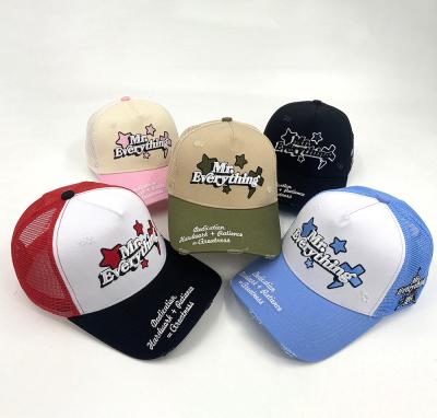 China Product Blank Cotton 5 Panel Trucker Cap Washed Old Distressed Adjustable Vintage for sale