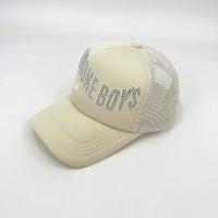 China Rhinestone Mesh 5 Panel Trucker Cap Curved Brim For Sport Snapback Cap for sale