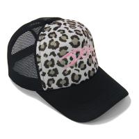 China Curved Brim Foam Mesh 5 Panel Trucker Cap Embroidery Leopard Print Pattern Gorras for sale