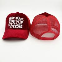China Mesh Velvet Trucker Hat Puff Embroidered Sports Snapback Cap Cap Snapback for sale