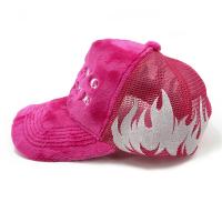 China Crown Fluffy Velvet Custom Embroidery Trucker Hats Flame Fire Piping Personalize Fuzzy Underbrim Color Flannel for sale