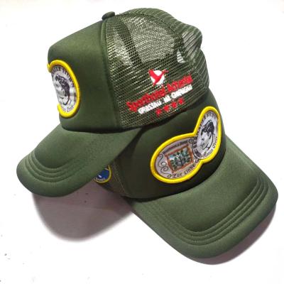 China 3D Embroidery Foam 5 Panel Trucker Hat Print Patch Snap Back Green Cap for sale
