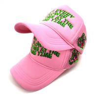 China Pink Mesh 5 Panel Trucker Cap Embroidered Patch Bulk 3D Embroidery Cap for sale