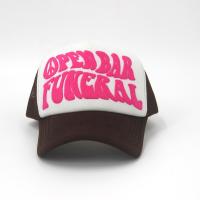 China Foam Puff Custom 3D Embroidery Trucker Hats Print Snapback Cap Structured Cap for sale
