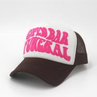 China Foam Puff Custom 3D Embroidery Trucker Hats Print Snapback Cap Structured Cap for sale