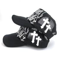 China Full Embroidery Foam Mesh 5 Panel Trucker Hat Special Cross Embroidered Hat3d Embroidered Puff for sale