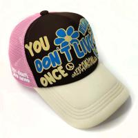China Two Tone Mesh Foam Custom 3D Embroidery Trucker Hats Powder Puff Print Special Mixed Colors for sale