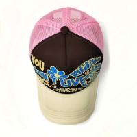 China Two Tone Mesh Foam Custom 3D Embroidery Trucker Hats Powder Puff Print Special Mixed Colors for sale