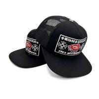 China Cotton Foam 5 Panel Trucker Hat Flat Brim Embroidered Patch Snapback Cap for sale
