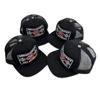 China Cotton Foam 5 Panel Trucker Hat Flat Brim Embroidered Patch Snapback Cap for sale